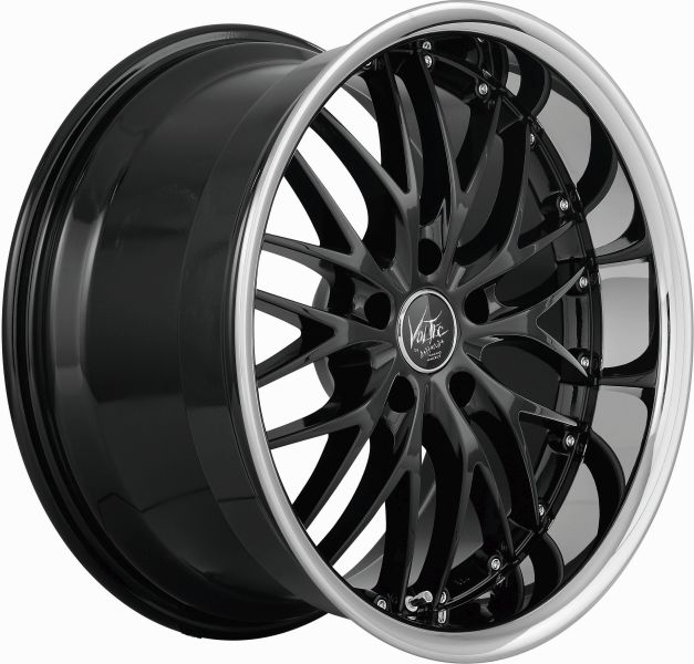 Jante alu BARRACUDA Voltec T6 Noir brillant / bord inox 7x17 4x100 ET38 ...