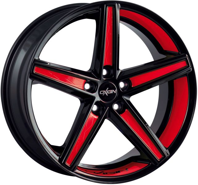 Jante alu OXIGIN 18 Concave Noir / autocollants rouge 7.5x18 5x112 ET51 ...